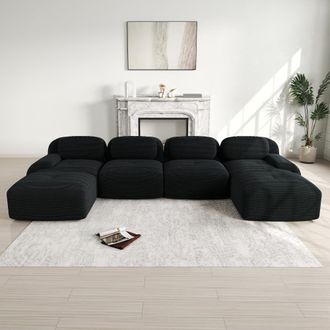 Generic Wohnlandschaft f&uuml;r Zuhause: Modulares U-Sofa mit atmungsaktivem Cord, 32D Komfortpolstern & haustierfreundlichem Design