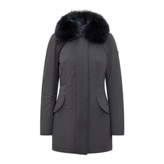 Peuterey Femme, Manteaux, Bleu, Taille: 36 FR Parka avec Capuche Bord&eacute;e de Fourrure