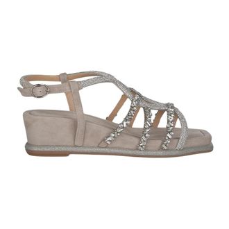 Alma En Pena Alma EN Pena, Femme, Chaussures, Gris, Taille: 38 EU Sandalette entrelac&eacute;e avec strass