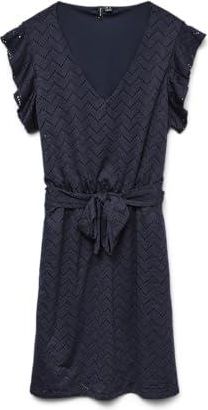 Vero Moda Short V-Neck Dress Vmthas SL Robe Courte à col en V JRS GA Vo, Blazer Bleu Marine, M Femmes