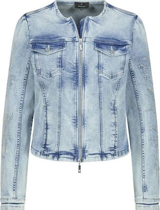 Monari Jeansjacke Jeansjacke Stickerei am Ärmel mit Strassdetails