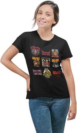 AC/DC Legend Icon Officiel AC/DC imprim&eacute; T-Shirt pour Femme Col Ras du Cou Manches Courtes Coton Coupe r&eacute;guli&egrave;re,Patchwork_N,Taille XXL
