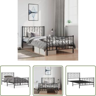 vidaXL vidaXL Schrankbett - Bettgestell mit Kopf- und Fu&szlig;teil Metall Schwarz 100x200 cm