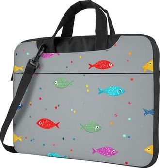 Generic Sac pour ordinateur portable de 15,6 pouces avec bandouli&egrave;re - Motif poisson color&eacute; - Housse de protection antichoc pour ordinateur portable - Pour ho