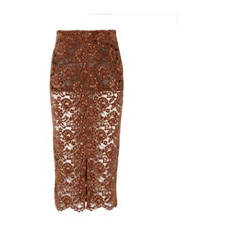 A Paper Kid Femme, Jupes, Brun, Taille: 36 FR Lace Sheath Skirt