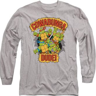 Popfunk Unisex TMNT Cowabunga Dude Long Sleeve, Athletic Heather T-Shirt, XL