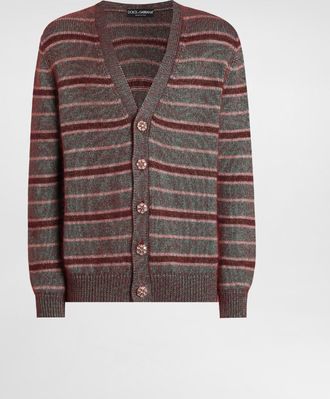 Dolce & Gabbana Silk And Mohair Cardigan - Mann Strickwaren Multicolor Xs