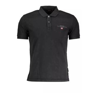 Napapijri Schwarzes Baumwoll-Poloshirt Logo-Stickerei - - Tops - Herren - Schwarzk - S