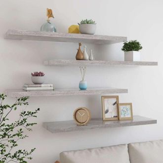 vidaXL Schweberegale 4 Stk. Betongrau 90x23,5x3,8 cm mdf - Vidaxl