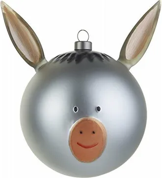 Alessi AMJ13 5 Asinello 4 Weihnachtsbaumkugel aus mundgeblasenem Glas, Handdekoriert