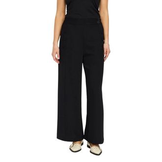 2-Biz Elegant Wide Leg Black Hosen - - Trousers - Damen - Schwarzk - L