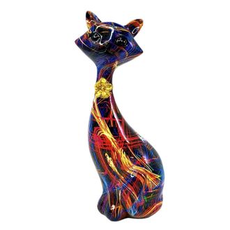 Generic Harz Katze Statue - Bunte Katze Moderne Transferdruck | 227g Sammler-Ornament F&uuml;r Tierliebhaber F&uuml;r Erwachsene Familienfreunde, Shelf Mentel Scriv