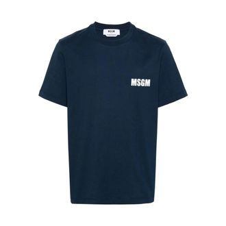 Msgm Msgm, Homme, Tops, Bleu, Taille: S T-shirt en Coton Bleu pour Homme