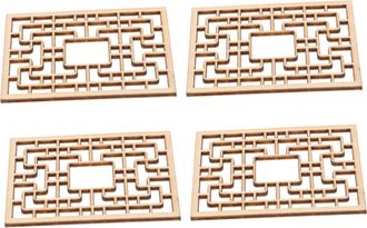 Valiclud Miniatur Holzfenster Chinesischer Stil Holzrahmen Selbstgemacht Puppenhaus Zubehör Fenstermodell 4 Stück Für Miniaturhausdekoration Und Rollenspiele