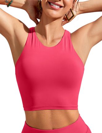 CRZ YOGA Damen Racerback Swim Top Bikini Oberteil Schnell Trocknend Padded Swimsuit Magenta 42