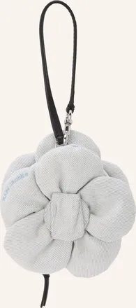 Marc Jacobs Taschenanh&auml;nger The Cookie Pouch Charm Denim Fringes Flowers weiss