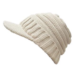 Generic Bonnet dhiver en tricot chaud pour femme avec visi&egrave;re pour femme - Bonnet &agrave; visi&egrave;re tendance en grosse maille avec doublure en polaire - Visi&egrave;re dhive