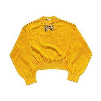 Givenchy Pullover aus Wolle & Baumwolle mit besticktem Band - - Knitwear - Damen - Gelb - S