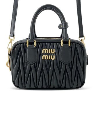 Miu Miu 2021-2025 Matelasse Arcadie Satchel-Tasche aus Nappaleder - Schwarz