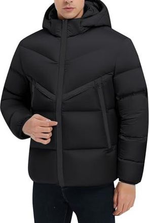 Generic Parka classique à manches longues et fermeture éclair intégrale pour homme avec poches, douce et confortable, grande taille, coupe-vent, chaude pour l