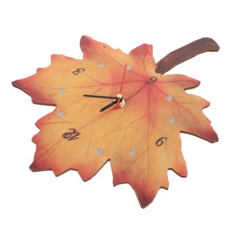 Cabilock 1 Satz Ahornblatt-Wanduhr LED-Wanduhr Outdoor-Uhren f&uuml;r den Garten Schwimmbad Gartenuhr Die kinderzimmer Uhr k&uuml;chenuhr h&auml;ngende Dekoration Wanddekorat