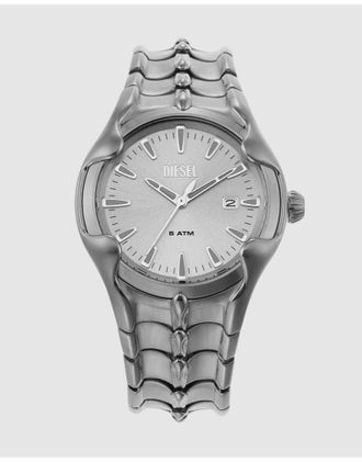 Diesel montre homme vert &agrave; trois aiguilles avec date, en acier inoxydable, argent