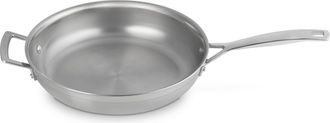 LE CREUSET Unbeschichtete Bratpfanne mit Gegengriff aus 3-ply Edelstahl, Ø 28 cm, Für alle Herdarten inkl. Induktion und Ofen geeignet, Silber, 96200228001100
