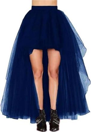 MisShow MisShow Jupe longue tutu en tulle &agrave; taille &eacute;lastique, jupe de f&ecirc;te, festival pour femme, bleu marine, Taille Unique
