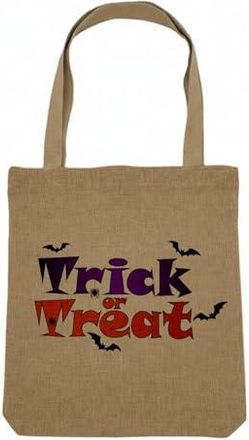 Fabulous Sac Shopping Tote Bag Aspect Lin - Halloween Trick or Treat Araignee Chauve Souris - Sac de Courses Toile Epaisse 360g Beige Naturel Cabas Port&eacute; Epaul