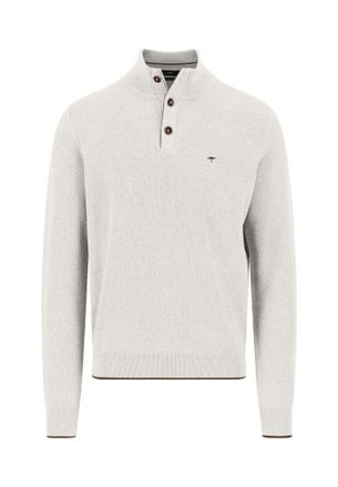 Fynch-Hatton Pullover aus Baumwolle mit Knopfleiste und Stehkragen Winter White / 3XL