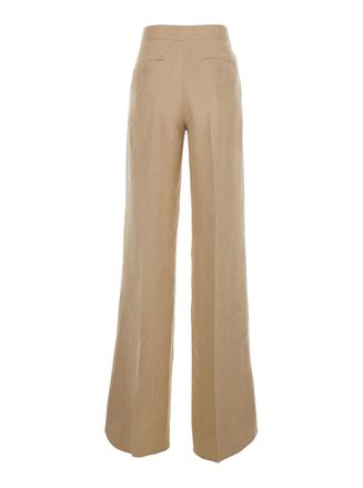 Max Mara Womens Trousers, Beige Linen