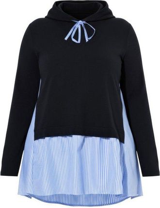 Miamoda Sweatshirt Hoodie Kapuze Streifen-Blusen Einsatz