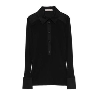 D.exterior Bluse mit Kontrastdetails und Knopfleiste - - Blouses & Shirts - Damen - Schwarzk - L