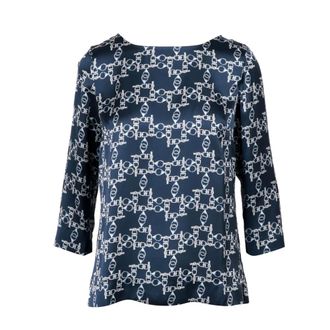 Pennyblack Femme, Blouses et Chemises, Bleu, Taille: 36 FR Chemisier en satin imprim&eacute;