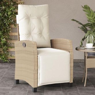vidaXL Vidaxl - Gartensessel mit Fu&szlig;teil Verstellbar Beige Poly Rattan