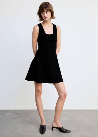 Mango Robe maille fine &eacute;vas&eacute;e noir - Femme - S - MANGO
