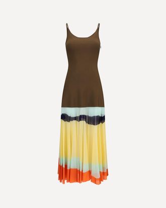 Fendi Long Dress with color-striped skirt Female 42