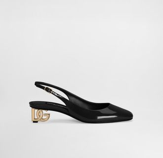 Dolce & Gabbana Slingback Aus Lackleder - Frau Pumps Und Slingbacks Schwarz Leder 37.5
