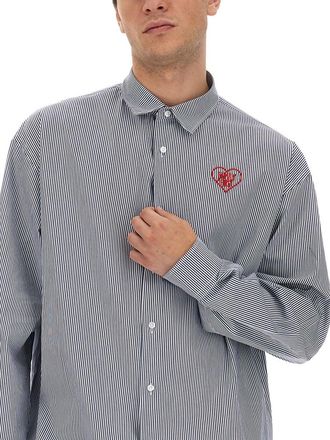 Family Fir$t Milano Logo-Embroidered Cotton Shirt - Blue