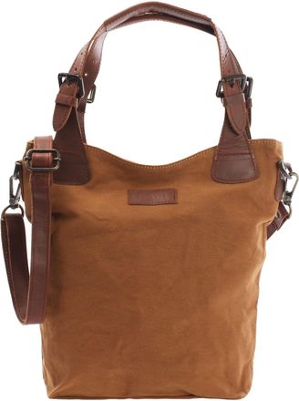 Leconi Henkeltasche Echtleder Vintage-Look Damentasche Handtasche für Damen aus Canvas + Leder Shopper mit Trageriemen Beuteltasche für die Arbeit, Büro oder