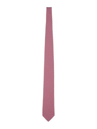 Ferragamo Silk Geometric-Patterned Necktie - Red