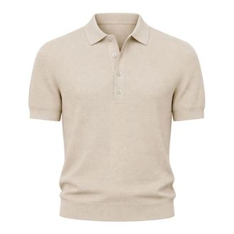 Paolo Pecora Homme, Tops, Beige, Taille: 2XL Polo en coton textur&eacute;