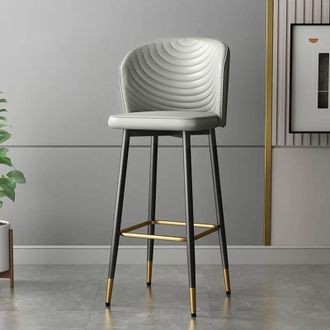 Generic Barhocker mit Kunstlederbezug, R&uuml;ckenlehne und Metallbeinen, K&uuml;chenst&uuml;hle, Tresenhocker