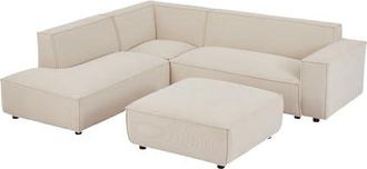 Vente-Unique Pascal MORABITO - Grand canap&eacute; dangle Gauche et Pouf en Velours c&ocirc;tel&eacute; Beige BORORE de Pascal Morabito