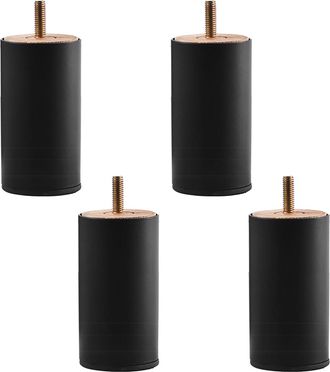 Generic 4 Schwarze, Runde Ersatzf&uuml;&szlig;e F&uuml;r Sofas Und Couches, Massivholz-M&ouml;belbeine, Vorgebohrte M8-Schrauben, Schrankf&uuml;&szlig;e, F&uuml;r Kommoden, Hocker Und St&uuml;hle(Schw