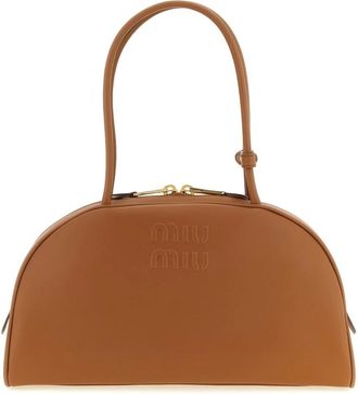 Miu Miu Embossed Logo Leather Shoulder Bag - - Bags - Damen - Braun - ONE SIZE