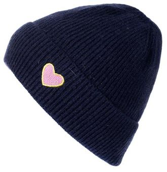 styleBREAKER Bonnet tricot&eacute; pour Femme avec Broderie Coeur et Doublure Polaire | Bonnet dhiver Chaud Taille Unique 56-59 cm | Bonnet Doux doubl&eacute;, Couleur:Bleu fonc