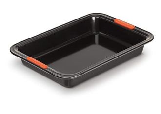 LE CREUSET Antihaft Backform, Rechteckig, 33 x 23 cm, Sauerteigbeständig, Aus Karbonstahl gefertigt, Anthrazit/Orange, 94101039000000