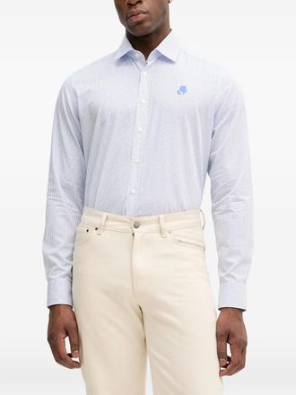 Karl Lagerfeld Gestreiftes Hemd mit Logo - Wei&szlig;