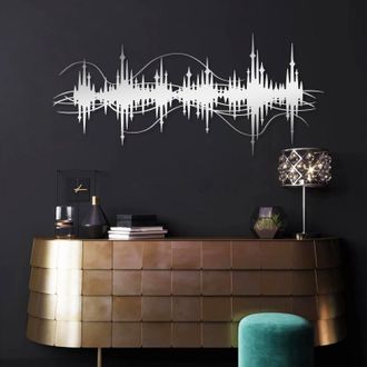 Generic Metall-Wandkunst, geometrische Linienkunst, Dekoration, Wohndekoration, Moderne Luxusdekoration, Schlafzimmer (Silber, 59x27|150x67 cm)